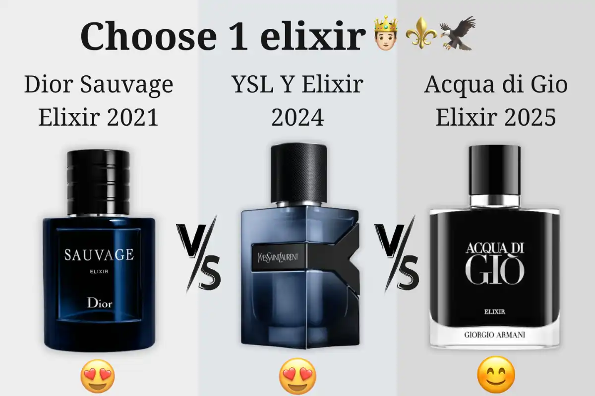 So Sánh 3 Chai Nước Hoa: Dior Sauvage Elixir vs. YSL Y Elixir vs. Acqua di Gio Elixir - MC ...