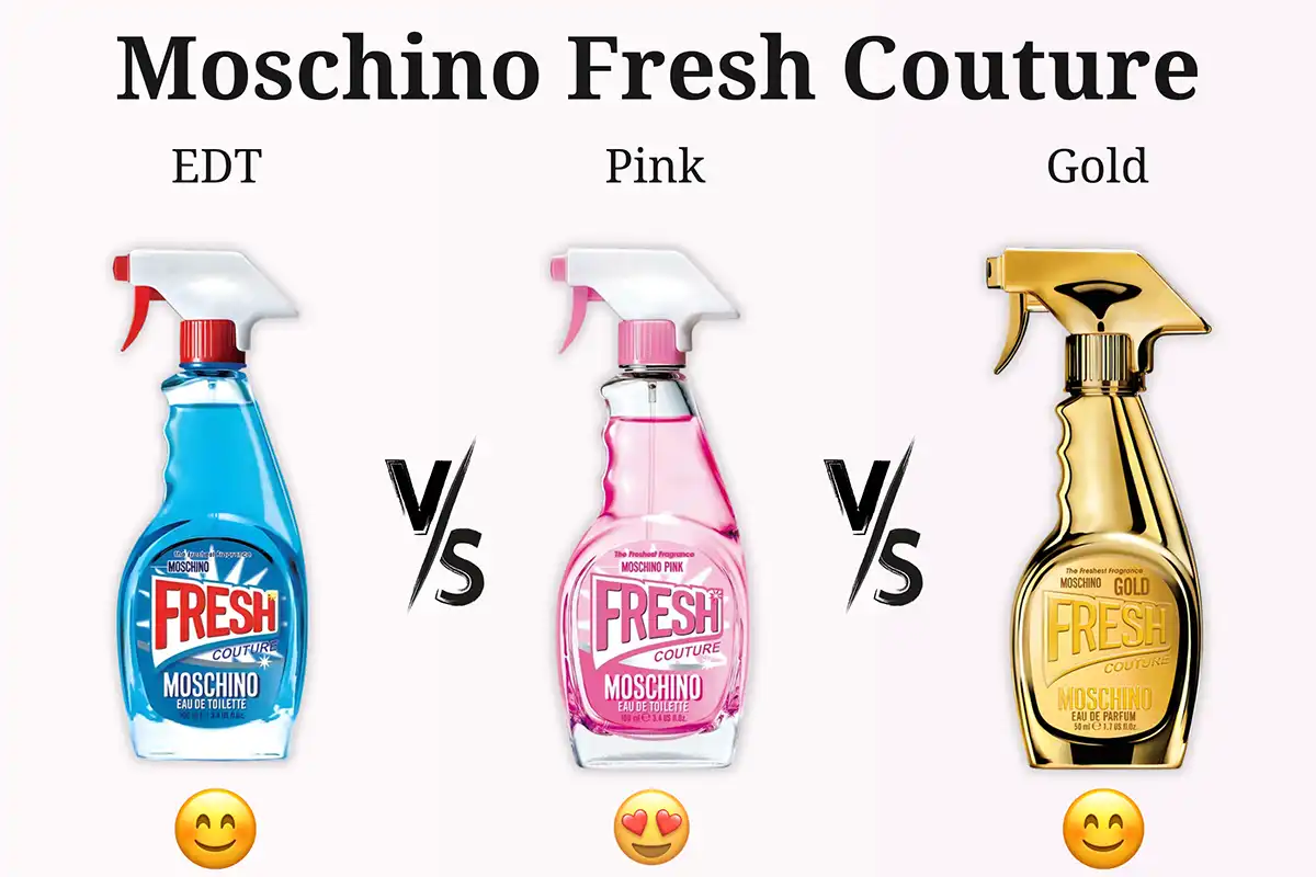 Moschino Fresh Couture EDT vs. Pink vs. Gold - MC Perfume & Diamond ...